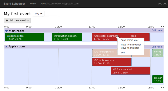 My software side project : an event scheduler – Cindy Potvin